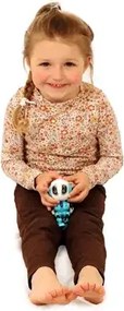 TEDDIES Robot ECHO modrý / Opakuje věty / kov / 12 cm / světlo a zvuk