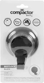 Compactor Bestlock Black háček do koupelny s přísavkou černá / Nosnost