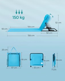 Skládací lehátko Harper, modrá, sada 2ks