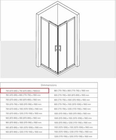 Erga Tucson, sprchový kout s posuvnými dveřmi 70(dveře) x 70(stěna) x 190 cm, 6mm čiré sklo, chromový profil, ERG-S02-TUCSON-D070D070-CL-CR
