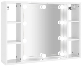 Zrcadlová skříňka s LED bílá s vysokým leskem 76 x 15 x 55 cm