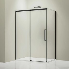 Rohový sprchový kout DX906 FLEX Soft-close - 8mm nano čiré sklo - černá matná - různé šířky