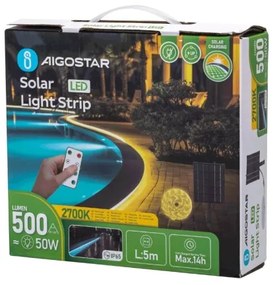 Aigostar - LED Stmívatelný solární pásek LED/5W/3,2V 5 m 2700K IP65 + DO