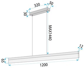 Toolight Toolight, LED stropní svítidlo 120cm, APP1694-CP, zlatá matná, OSW-07891