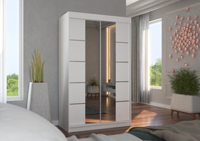 ADRK Šatní zrcadlová skříň posuvná GENUA W 120, bílá