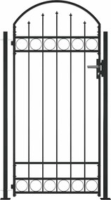 Plotová branka ASSEN s klenutým vrcholem a 2 sloupky 105 x 170 cm černá 145751