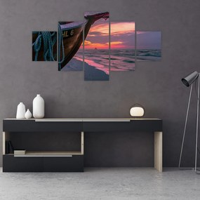 Obraz loďky na břehu (125x70 cm)