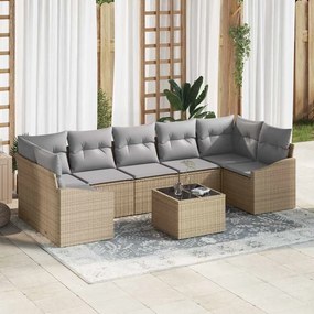 Set pohovek 8 ks Beige a šedá polyratan 3355309