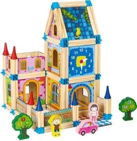ECOTOYS Dřevěné kostky Domeček / 128 dílků / od 3 let