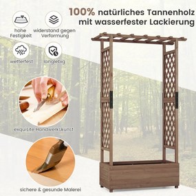 Costway Vyvýšený záhon s mříží a závěsnou střechou, truhlík na rostliny s mříží