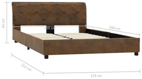 vidaXL Marketos Rám postele hnědý umělá broušená kůže 120 x 200 cm