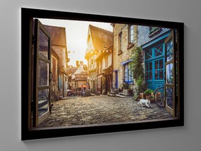 Liox Obraz okno do malebné ulice Rozměr: 150 x 100 cm