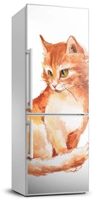 Wallmuralia Nálepka fototapeta lednička Červená kočka 60x180 cm