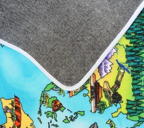 BO-MA, Protiskluzový kusový koberec World map, 110x160, modrá, vícebarevná, dětský pokoj