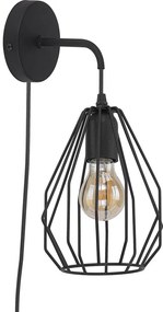 TK-LIGHTING Nástěnné kovové osvětlení BRYLANT, 1xE27, 60W, diamant, černé 2288