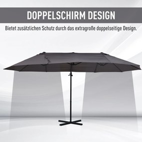 Sluneční deštník Outsunny XXL Dvoupodlažní Oválný 445x270cm S Bočním Stojanem a Kličkou do Zahrady