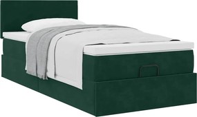 Osmanský rám postele s matrací tmavě zelené 100x200cm samet 3311684