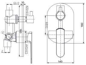 Mereo Mada sprchová podomítková baterie s trojcestným přepínačem Mbox oválný kryt mosaz chrom CBQ60157MB