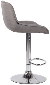 Barová židle Haugo - látkové čalounění - chromovaný rám | světle šedá