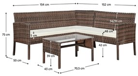 Zahradní 2-dílný ratanový set FARIEL ocel, technoratan hnědý, látka béžová