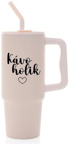 KÁVOHOLIK - růžový cestovní termohrnek 900 ml