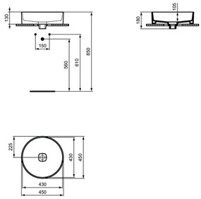 Ideal Standard Strada II - Umyvadlo na desku Ø 450 mm, bez přepadu, bílá T295901