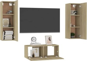 3dílný set TV skříněk dub sonoma kompozitní dřevo 3078973
