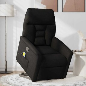 Zvedací masážní polohovací křeslo černé textil 3303044