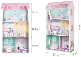 Dřevěný domeček pro panenky + nábytek High Berry rezidence ECOTOYS