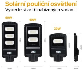Bezdoteku LEDSolar veřejné osvětlení pouliční lampa 40W, se senzorem, bezdrátové, iPRO, studená barva