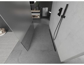 Mexen Kioto, průchozí sprchová zástěna 100 x 200 cm, 8mm čiré sklo/námraza, 2x černá stabilizační rozpěra, 800-100-002-70-35