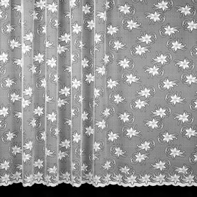 Berk Žakárová záclona 3787, květinový vzor, bílá, výška 230cm (v metráži)
