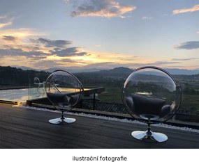 Kondela Závěsné křeslo se stojanem, transparentní/střírná/šedá, BUBBLE NEW TYP 2