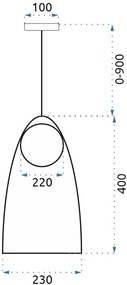 Toolight - závěsná skleněná lampa G9 25W APP1029-1CP, stříbrná, OSW-09485