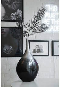 Dekorativní váza BELDADE, sklolaminát, výška 54 cm, stříbrno-černý lesk