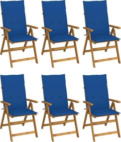 vidaXL Skládací zahradní židle s poduškami 6 ks masivní akácie [3064124] Barva: Královská modř
