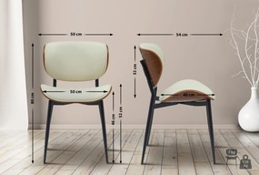 Sada 2 jídelních židlí Enid umělá kůže – ořechová/krémová