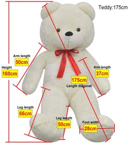 vidaXL XXL měkký plyšový medvídek na hraní bílý 160 cm