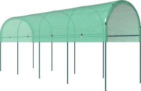 Outsunny zimní tunelový skleník s obloukovou střechou — ocelový rám a zemní kotvy, zasouvací otevřený tunel, 400 × 120 × 170 cm, zelený