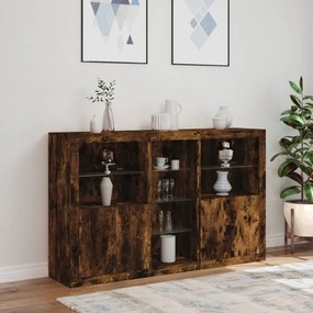 Příborník s LED osvětlením kouřový dub 162 x 37 x 100 cm 3209174