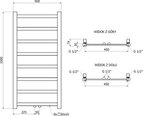 Mexen Bolt, topné těleso 1000 x 500 mm, 259 W, spodní a středové, černá, W126-1000-500-00-70