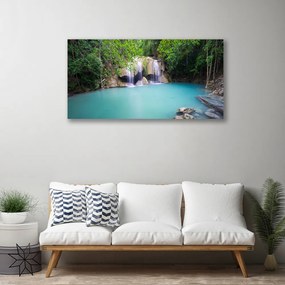 Obraz na plátně Vodopád Les Jezero Příroda 120x60 cm