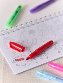 Sinsay - Vánoční kreativní sada: samolepkové omalovánky a fixy 7 pack - růžová