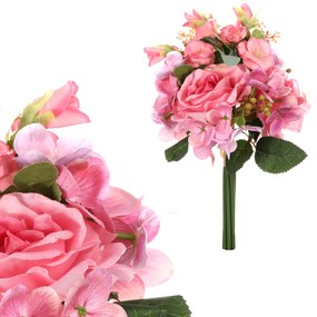 Puget květin, mix růží a hortenzie. Růžová barva KUY064 PINK