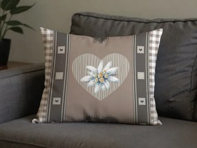 Polybavlněný povlak na polštář HEART RETRO POLY 50x70 cm, hnědý