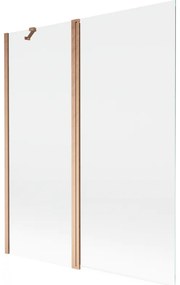 Mexen Mist sprchová zástěna 2-křídlová 140 x 150 cm, transparentní, kartáčovaná měď - 8A9-140-011-65-00