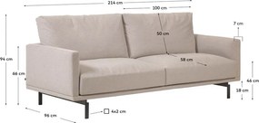 Béžová žinylková pohovka 214 cm Galene – Kave Home