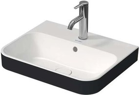 Duravit Happy D.2 - Umyvadlo na desku, 50x40 cm, s přepadem, otvor pro baterii, s výpustí, antracit/bílá 2360506100