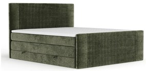 Tmavě zelená boxspring postel s úložným prostorem 140x200 cm Bergamo – Maison de Rêve