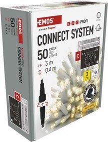 Propojovací vánoční řetěz bez zdroje EMOS Connecting D2CW02 ZY2157 50LED krápníky 3m teplá bílá
